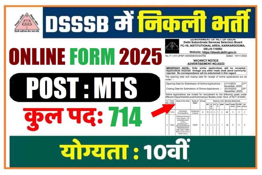 DSSSB MTS Recruitment 2025: Apply Online for 714 MTS Posts ...